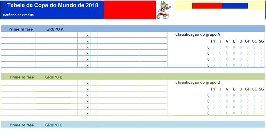 Tabela da Copa do Mundo FIFA 2022 em Excel | Tudo Excel