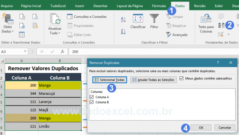 Como remover valores duplicados em uma planilha - Tudo Excel