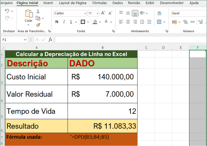 Como Calcular A Depreciação De Linha Reta No Excel Tudo Excel