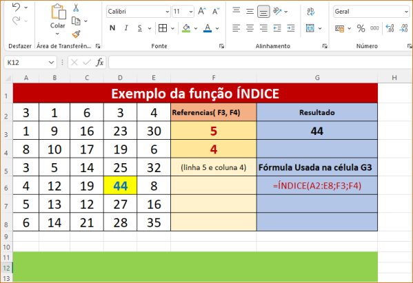 Função ÍNDICE, confira exemplos no Excel planilhas e VBA - Tudo Excel