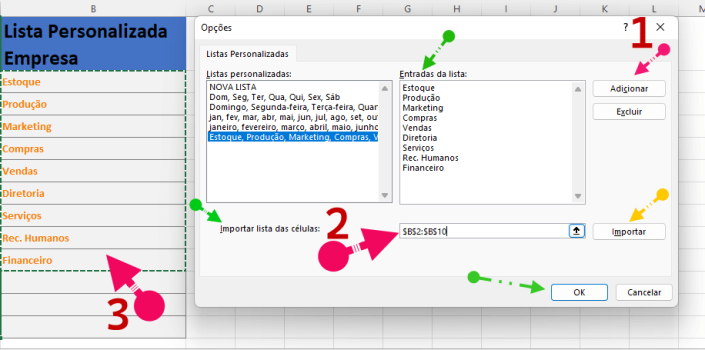 Criar Lista Personalizada e Preenchimento Automático na Planilha - Tudo ...