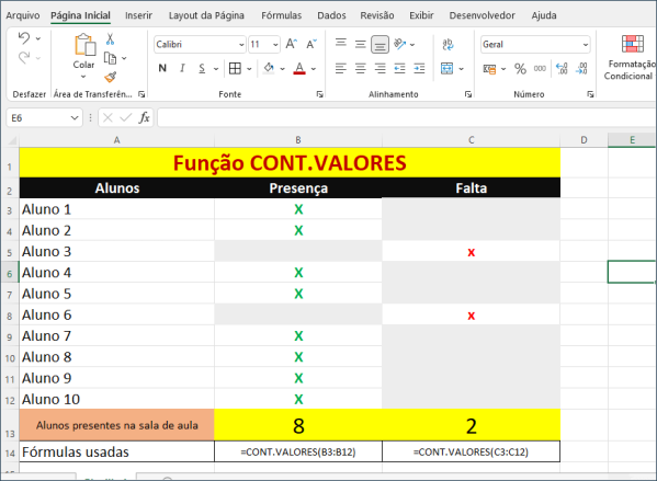 Função CONT.VALORES no Excel - Tudo Excel