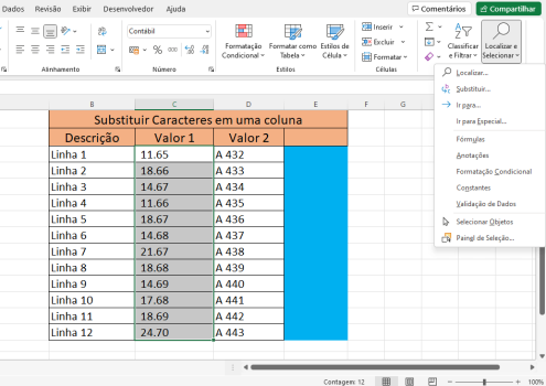 Localizar ou Substituir Conteúdo da Planilha de Excel