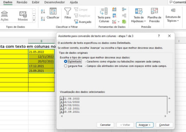 Converter string em data com texto em colunas no Excel - Tudo Excel