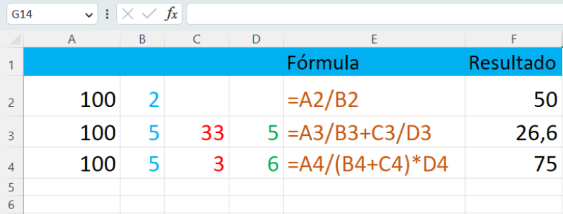 Como Somar Subtrair Multiplicar e Dividir no Excel - Tudo Excel
