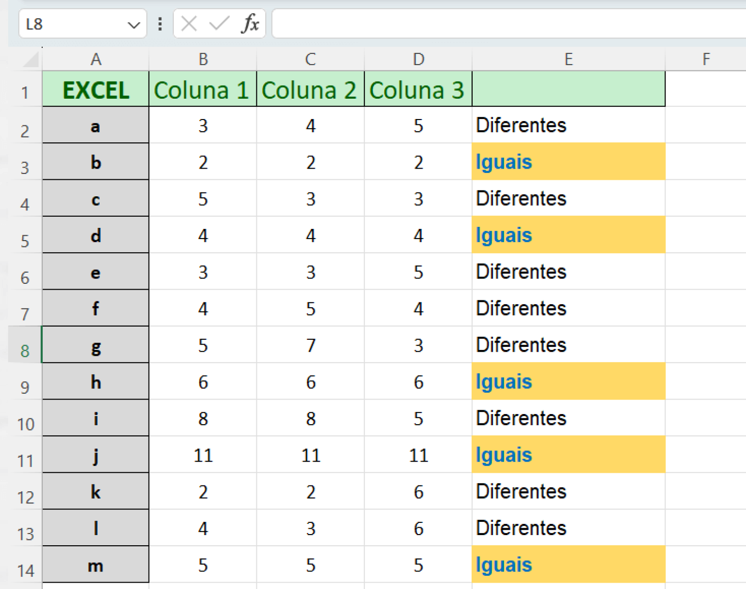 Como Comparar Três Colunas em uma Planilha do Excel - Tudo Excel