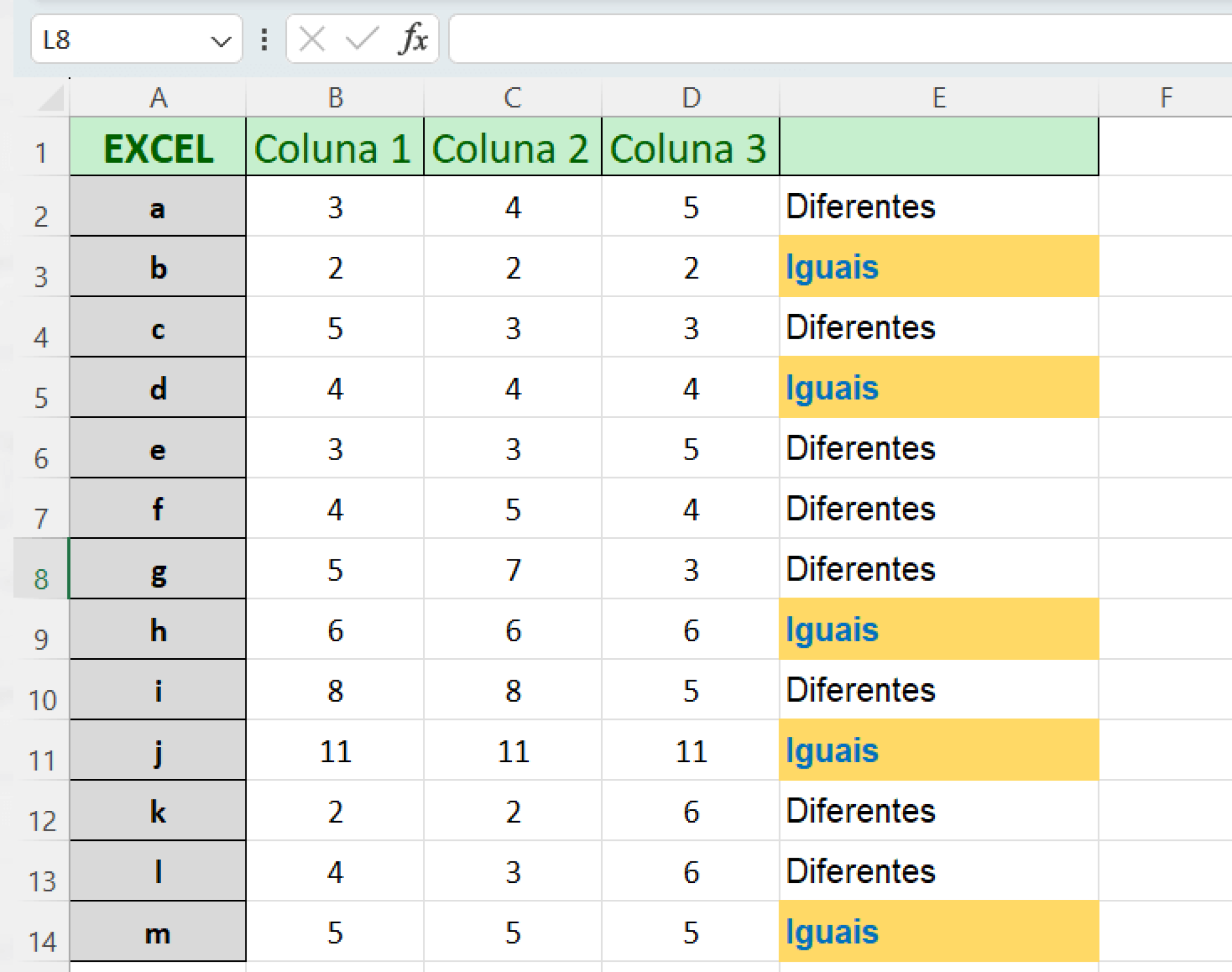 Como Comparar Três Colunas em uma Planilha do Excel - Tudo Excel